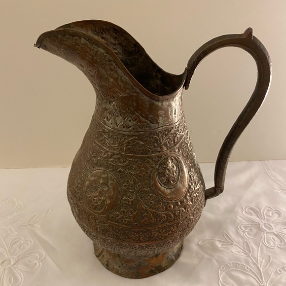 Art | Antique Detailed Handhammered Globular Copper Pitcher | Poshmark
